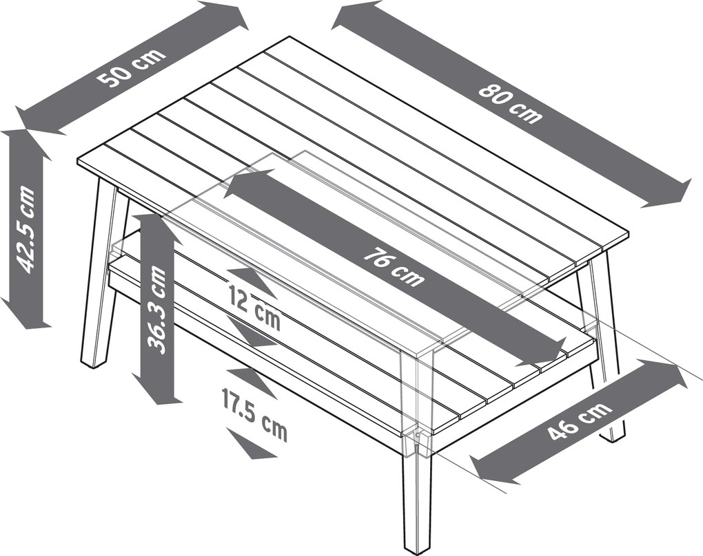 Tchibo - Zahradní konferenční stolek - barva: hnědá