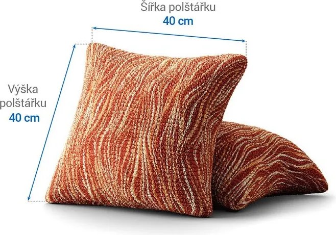 Bielastické potahy UNIVERSO NOVÉ žíhané cihlové povlaky na polštářky 2 ks (40 x 40 cm)