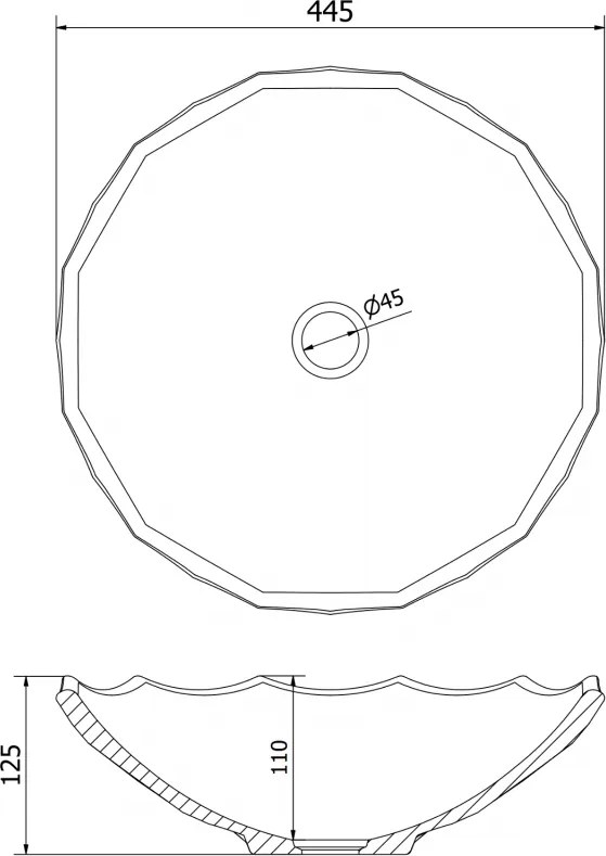 Mexen Inga, skleněné umyvadlo na desku 44 x 44 cm, černá, 24074470