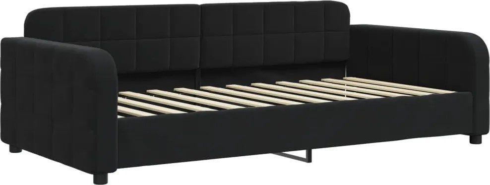 Válenda s přistýlkou a zásuvkami černá 100 x 200 cm samet 3197012