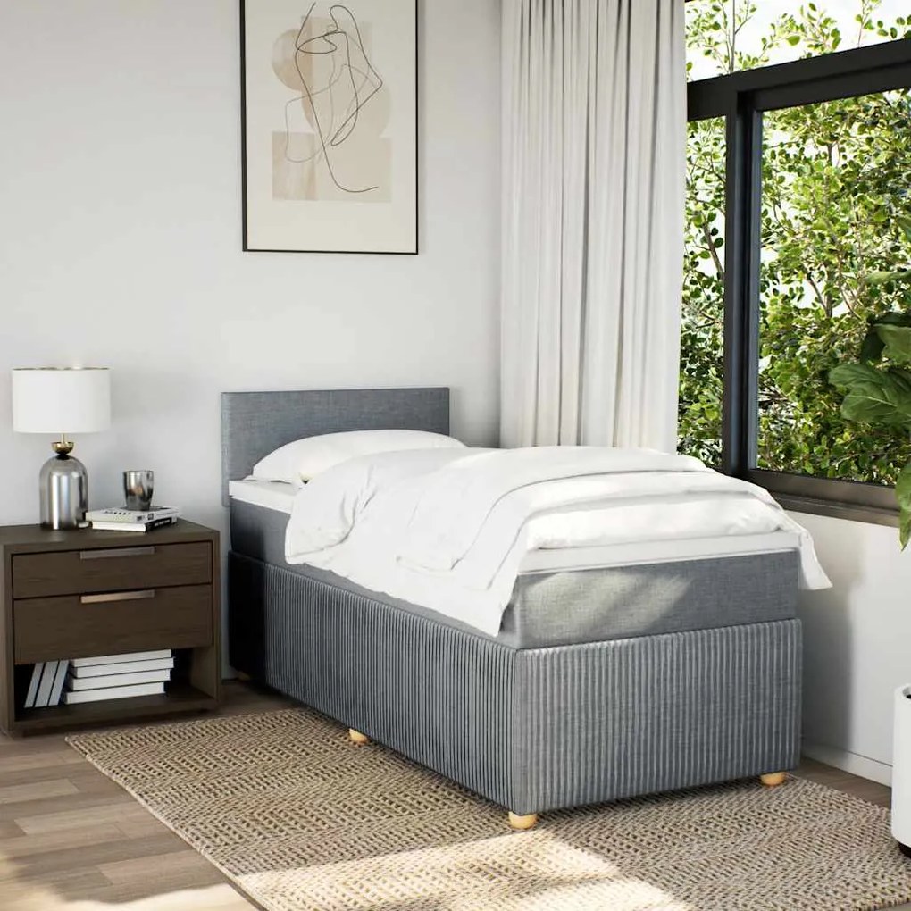 Box spring postel s matrací světle šedá 80 x 200 cm textil 3289576