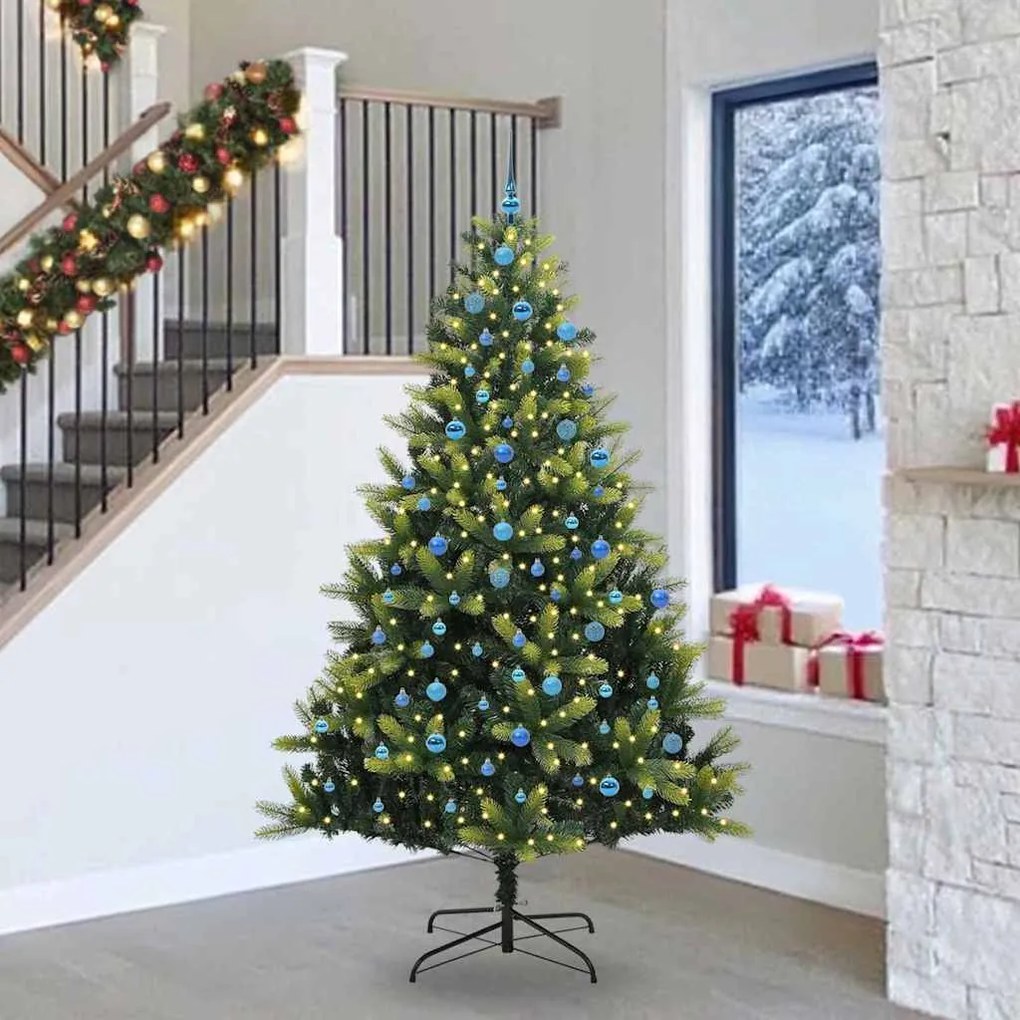 Umělý skládací vánoční stromeček 300 LED Zelená 240 cm PVC a PE 3396016
