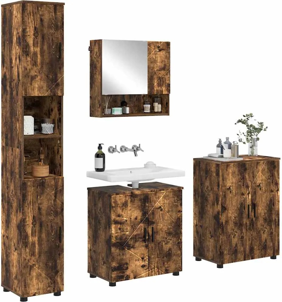 Sada koupelnového nábytku 4 ks Kouřový dub 61 x 35 x 64 cm 3393008