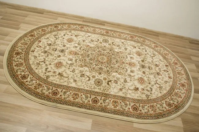 Koberec Super Rose D373A Ornament světle béžový / krémový ovál