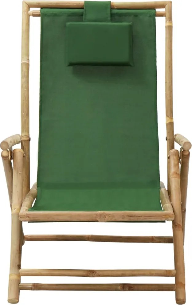 Skládací polohovací křeslo, zelené, bambusové a látkové 313027