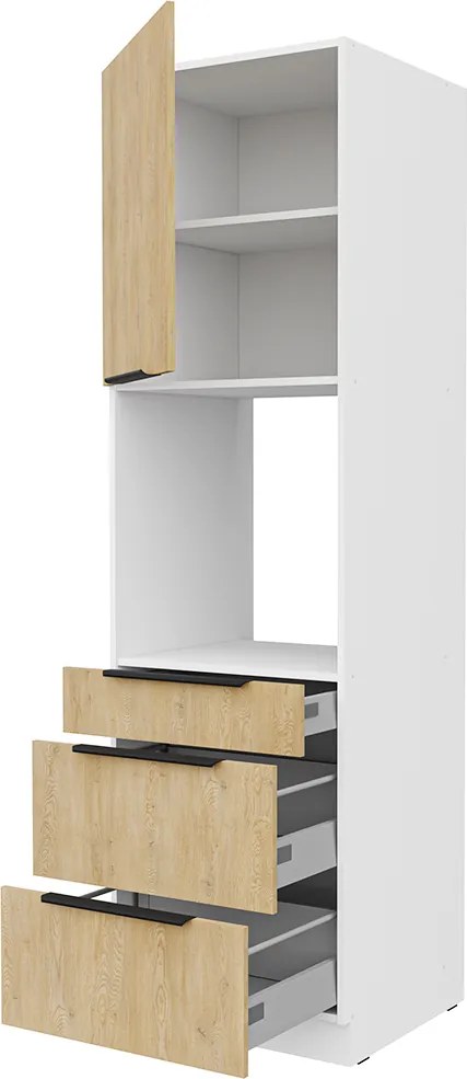 CREMONA bc | vysoká skříňka 60 DPS-210 3S1F na vestavnou troubu | PREMIUM BOX | 60 cm | bílá/cremona