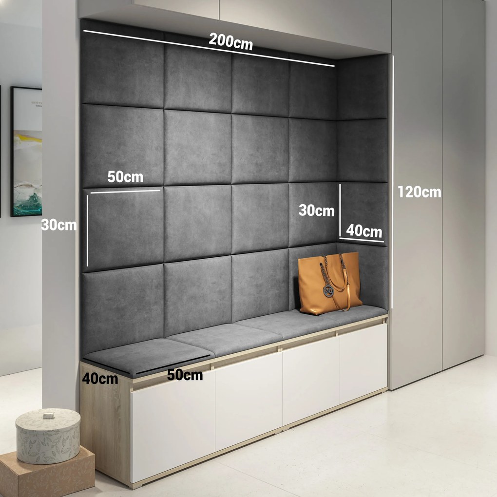 Eka Předsíňová stěna s čalouněnými panely Trinity 3 - Sonoma / Béžová 2304