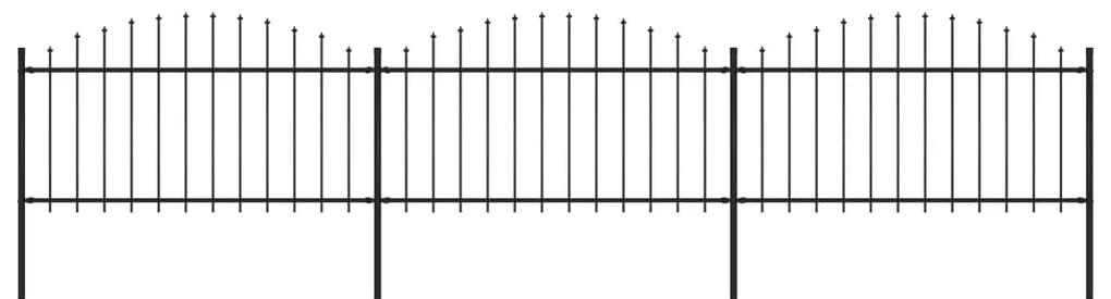 Zahradní plot s hroty ocel (1,25–1,5) x 5,1 m černý,  277732