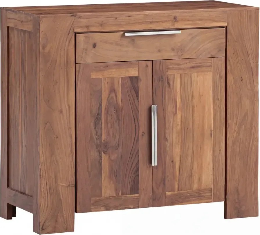 furniture-nabytek.cz - Komoda Osvaro akácie - Stříbrné kovové úchytky