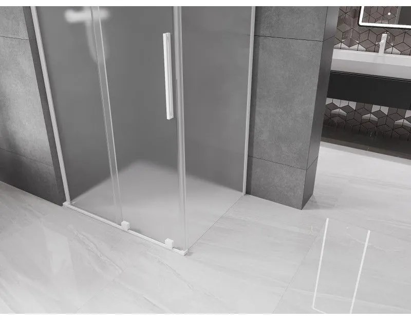 Mexen Velar L, sprchový kout s posuvnými dveřmi 100 x 110 cm, 8mm sklo námraza, bílá matná, 871-100-110-33-20