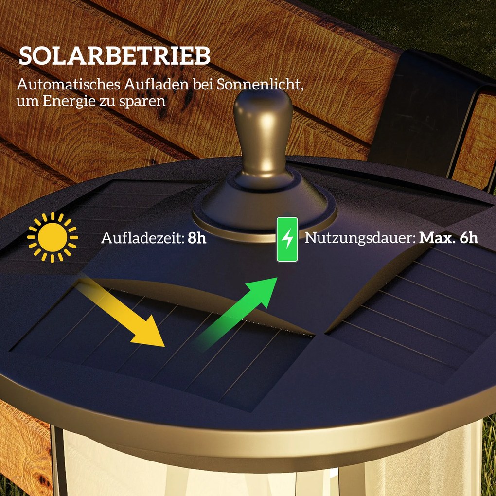 Outsunny Solární pouliční lampa LED Outsunny, IP44, ABS, 17W x 17D x 127H cm, se studeným bílým světlem LED, světelný senzor, vodotěsná, pro venkovní…