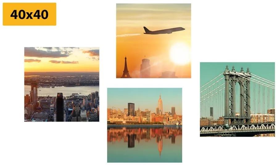 Set obrazů cestování do města New York - 4x 60x60 cm