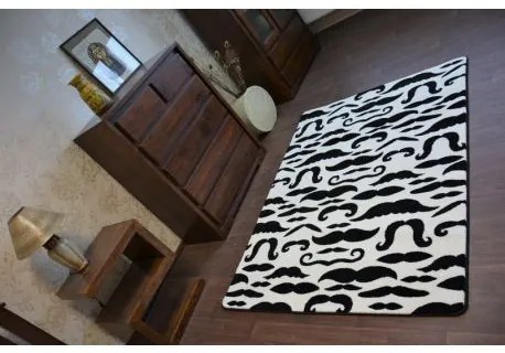 koberec SKETCH FA67 Knír, krém černý velikost 160x220 cm | krásné koberce cz