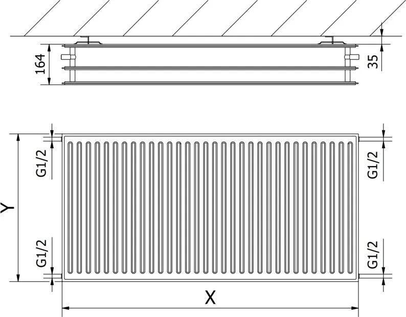 Mexen CH30 Hygienický deskový radiátor 500 x 600 mm, boční připojení, 778 W, černý - W430H-050-060-70