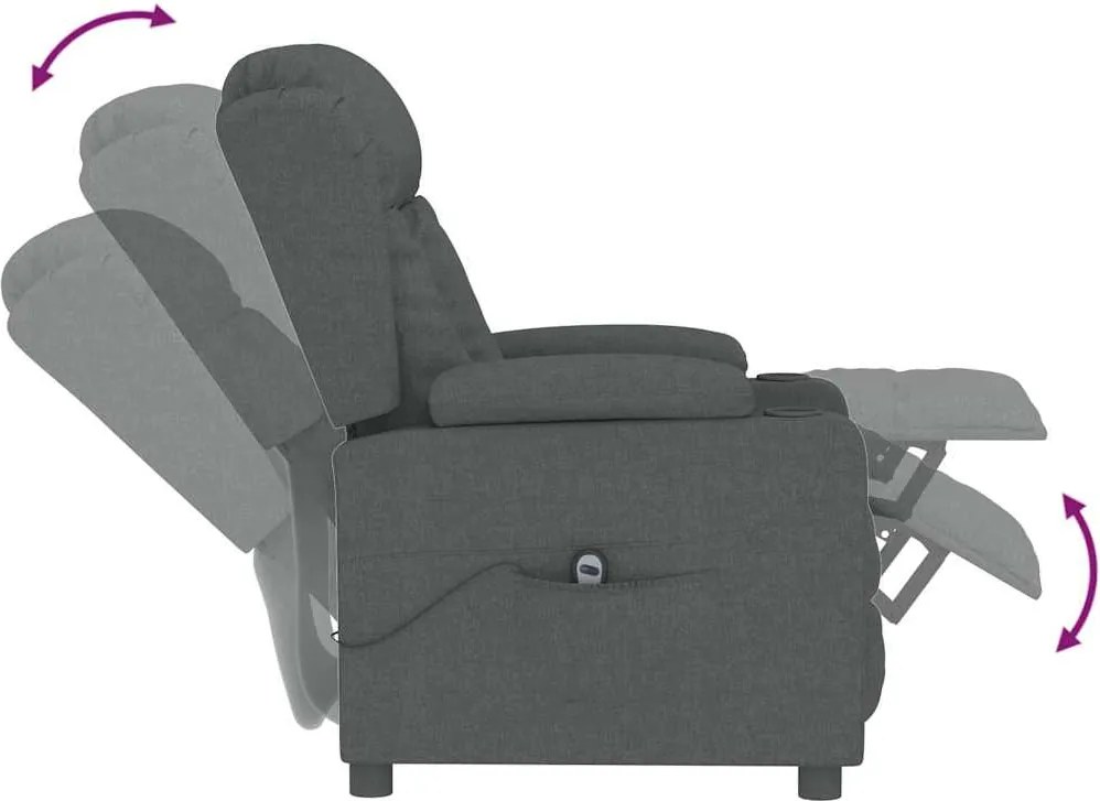 Elektrické polohovací křeslo tmavě šedé textil 3098778