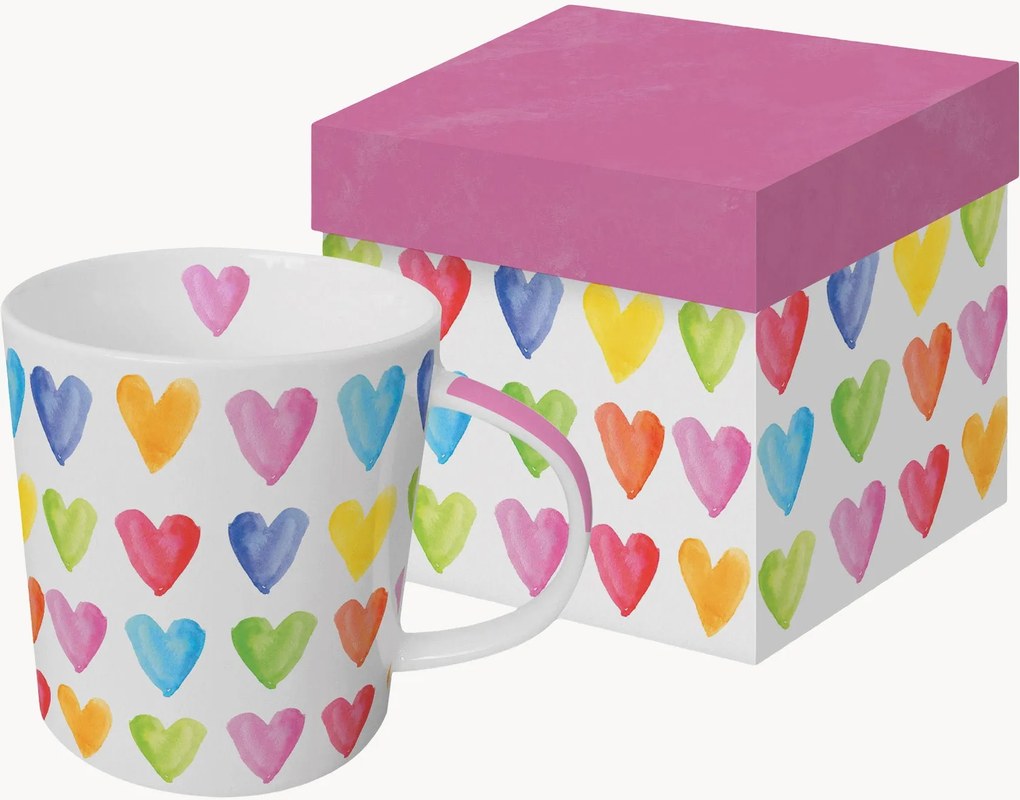 Pohár z kostního porcelánu Aquarell Hearts