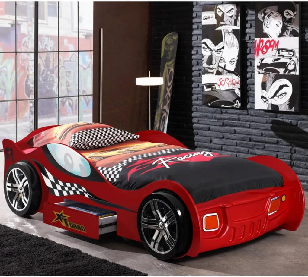 Dětská postel VIPACK FURNITURE Car Turbo Racing červená 200x90 cm