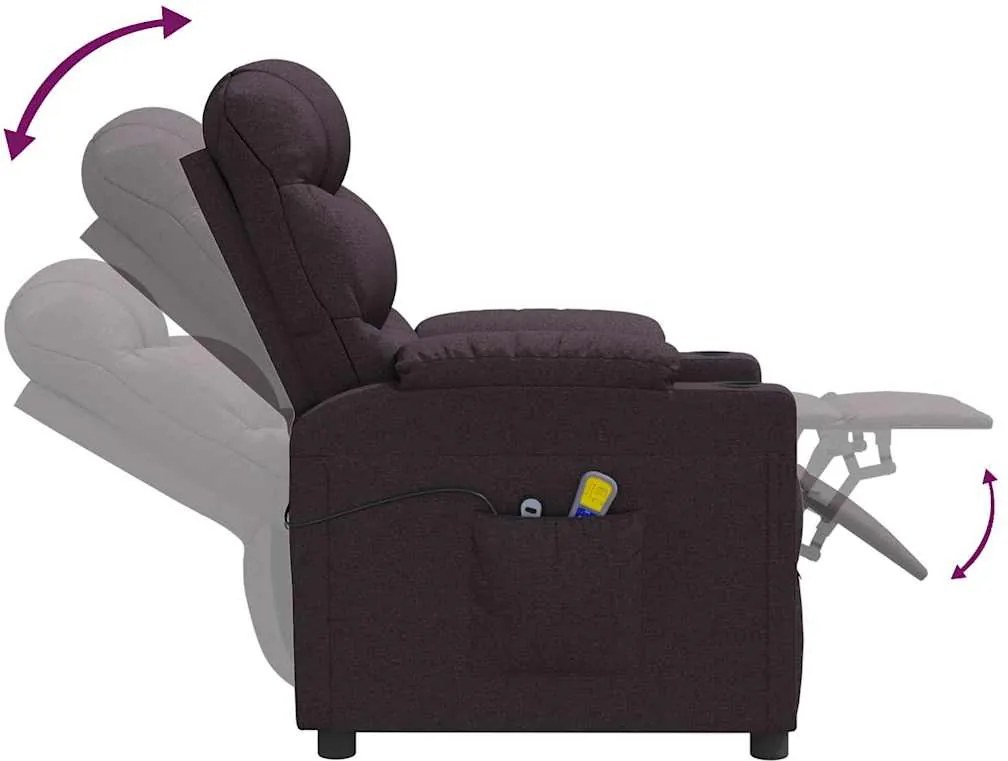 Elektrické masážní křeslo tmavě hnědé textil 3143508