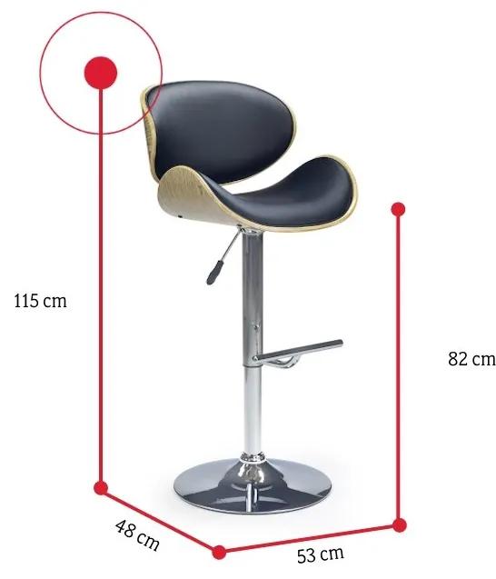 Barová židle H44, 53x93-115x48, dub/černá