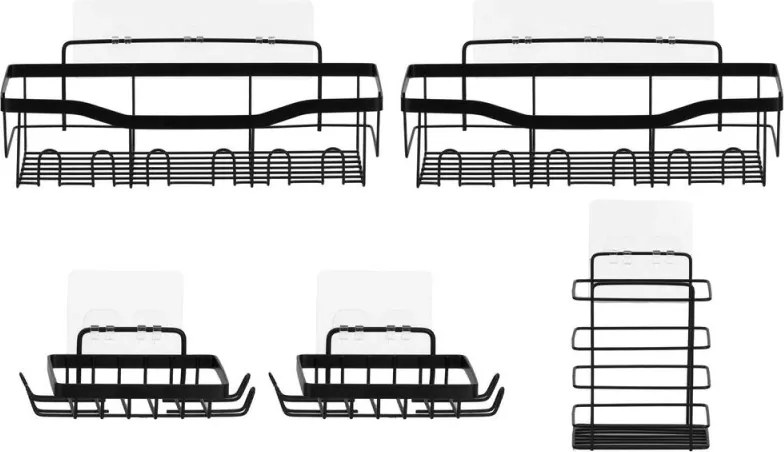 Poličky do koupelny 5 ks SPRINGOS HA7543 černé