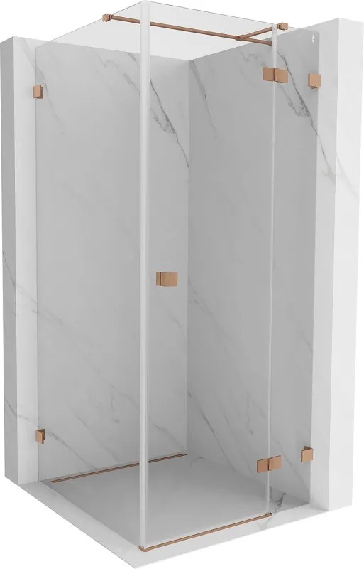 Mexen Lunar T, sklopný sprchový kout pravý 110 x 110 cm, 8mm čiré sklo, profil měděná matná, 834T-110-110-65-00-P