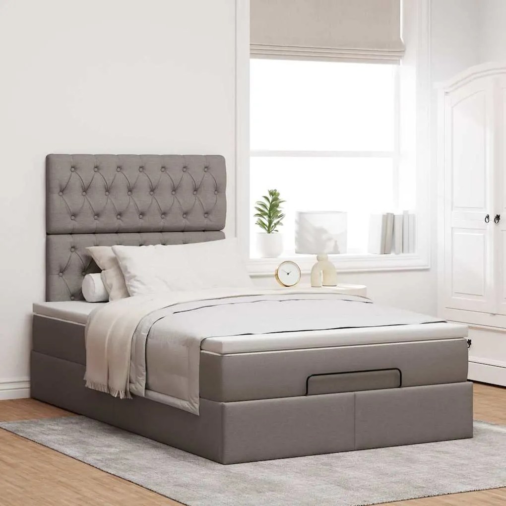 Osmanský rám postele s matrací taupe 120x190cm textil 3314076
