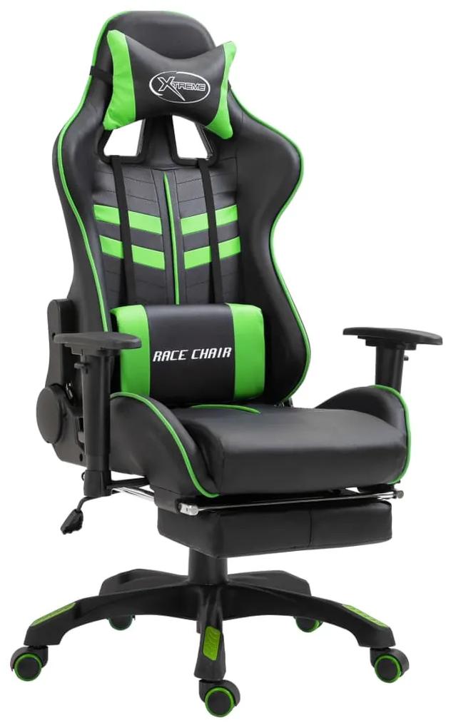 20203 vidaXL Herní židle s podnožkou zelená umělá kůže