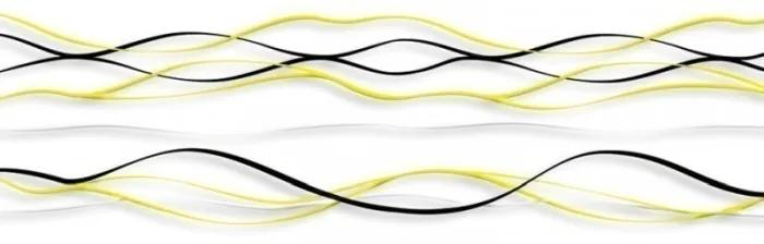 DIMEX | Fototapeta do kuchyně Žluté vlny KI-180-100 | 180 x 60 cm | bílá, černá, žlutá