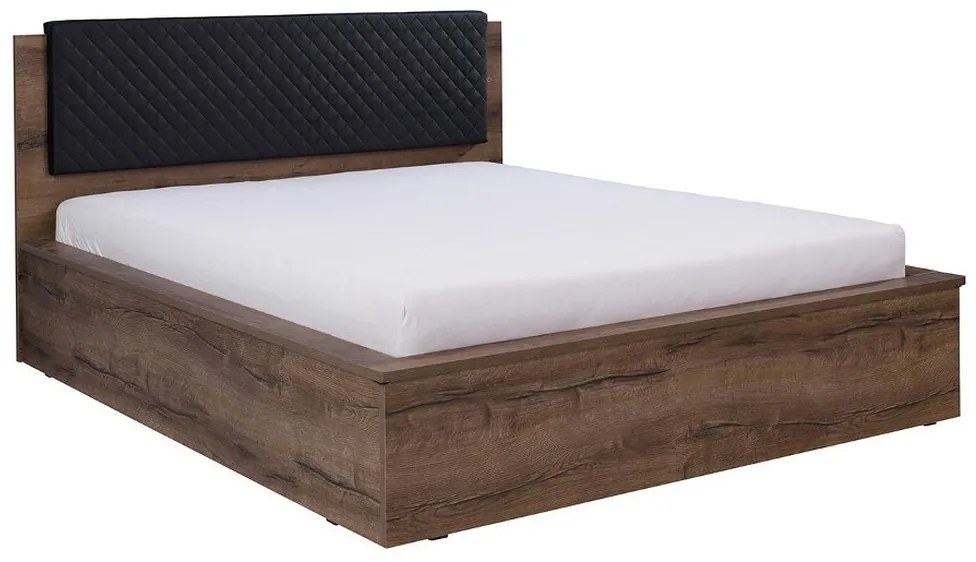 Manželská postel KOLOREDO + rošt + matrace DE LUX, 160x200, dub Monastery/černá