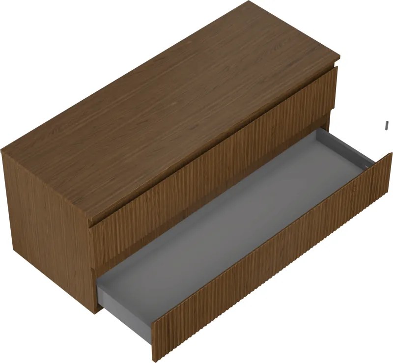 Mexen Rivel, koupelnová skříňka 120 cm s horní deskou, 2 zásuvky, drážkovaná, ořech, 91A20-12047-2-BFFC86