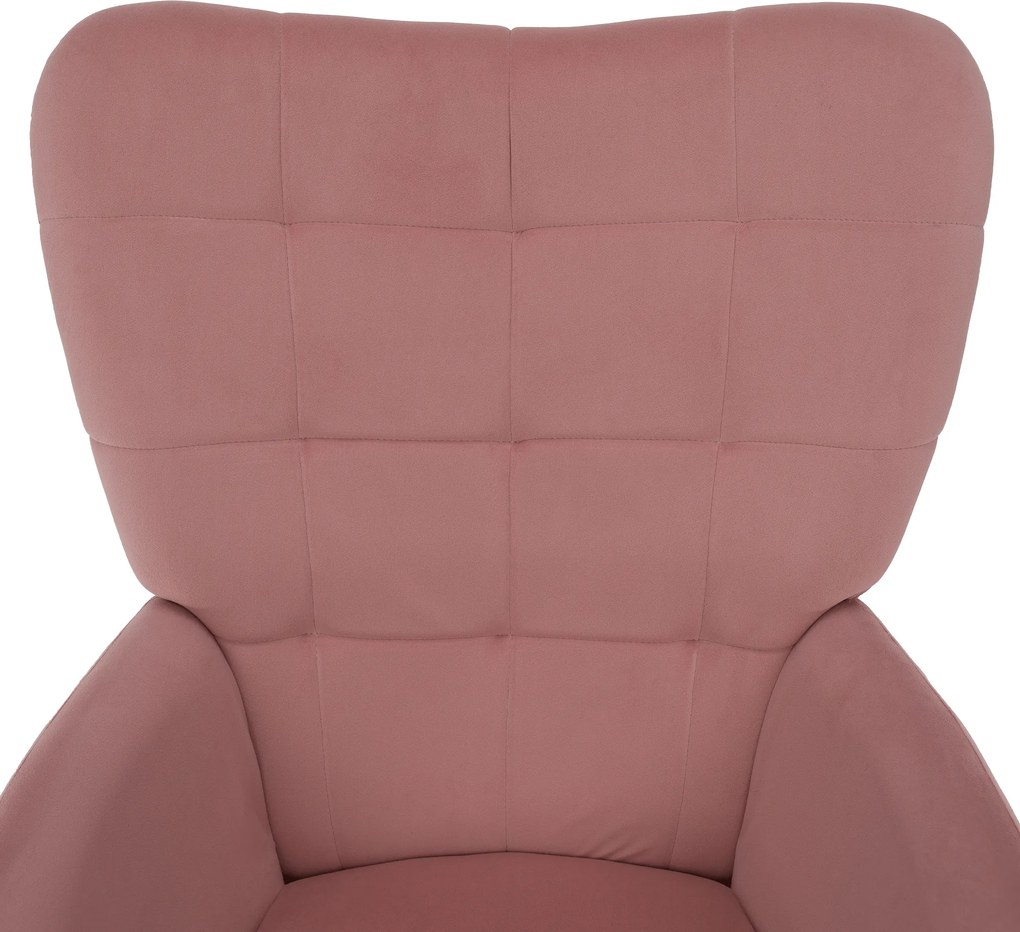 Křeslo s podnoží, růžová Velvet látka/dub, HABEN