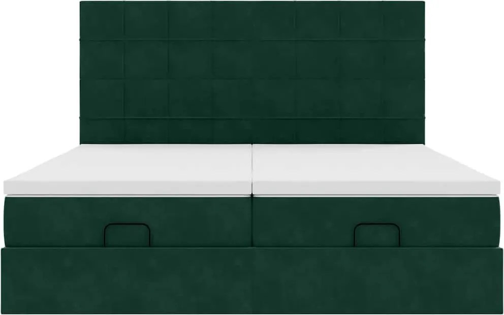 Osmanský rám postele s matracíes tmavě šedá 160x200cm samet 3313769