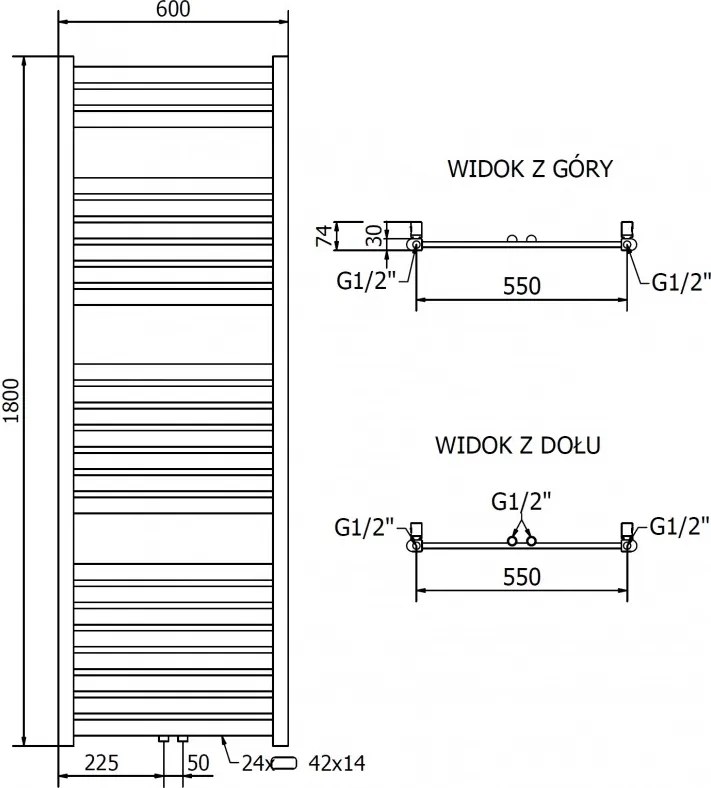 Mexen Uran, topné těleso 1800x600 mm, 729 W, zlatá lesklá, W105-1800-600-00-50