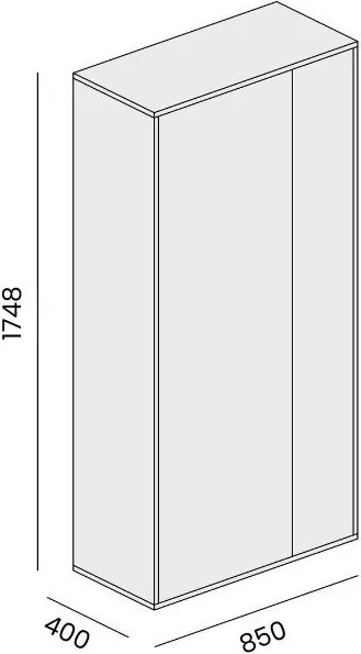 Šatní skříň BLOCK, 850 x 400 x 1748 mm, dub přírodní