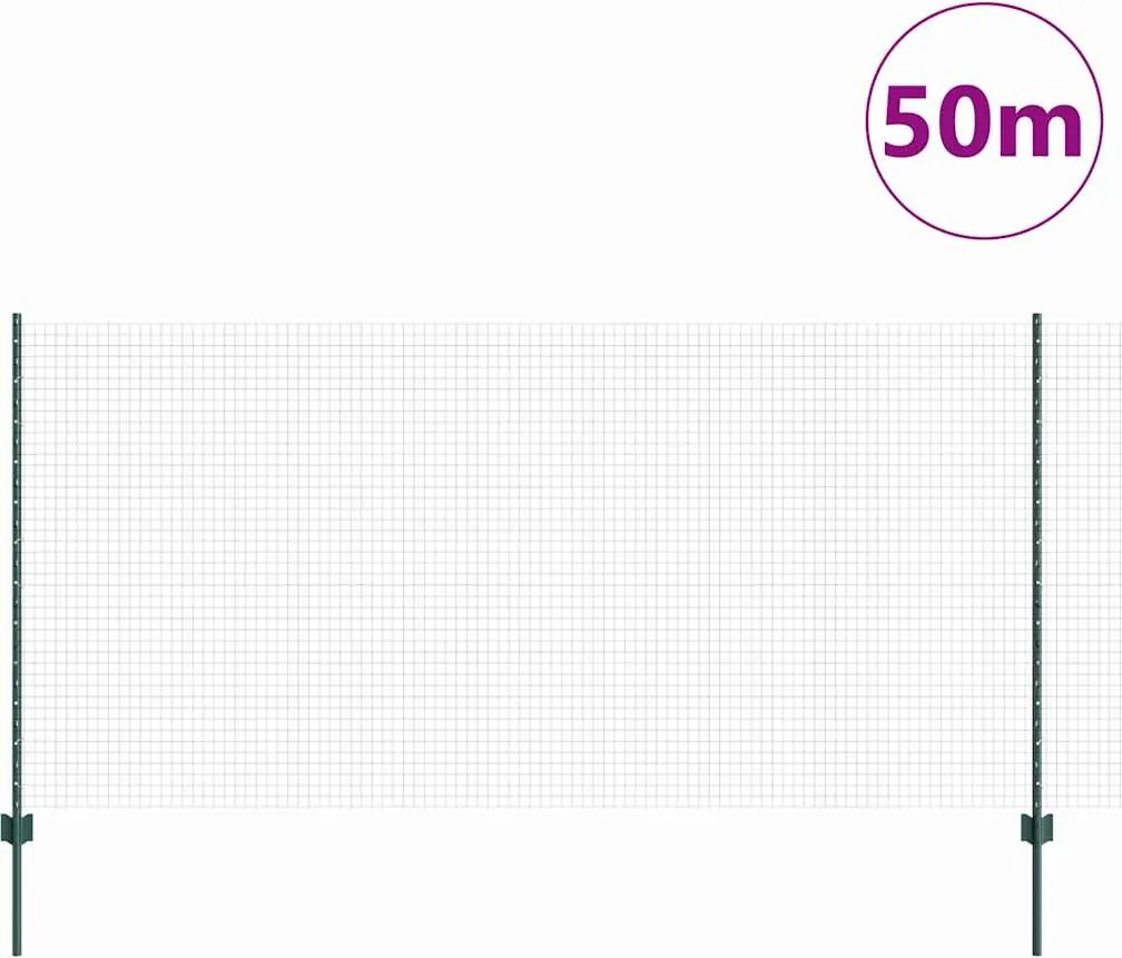 Svařovaná drátěná plotovina s tyčkami 50 x 1,2 m Zelená 3336521