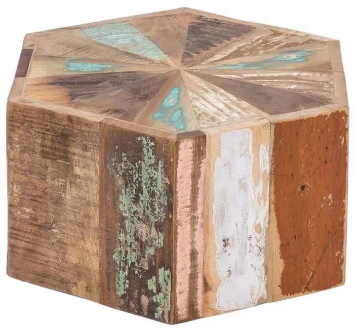 furniture-nabytek.cz - Masivní konferenční stolek Westhill z recyklovaného dřeva, lakovaný, vícebarevný, šestihranný – 50×50×25 cm