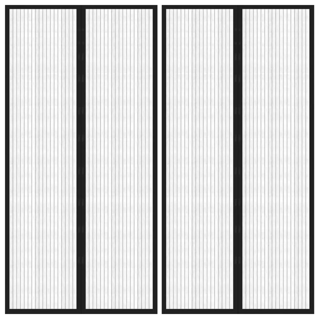 Závěsy do dveří proti hmyzu 2 ks s magnety černé 220 x 100 cm 314687