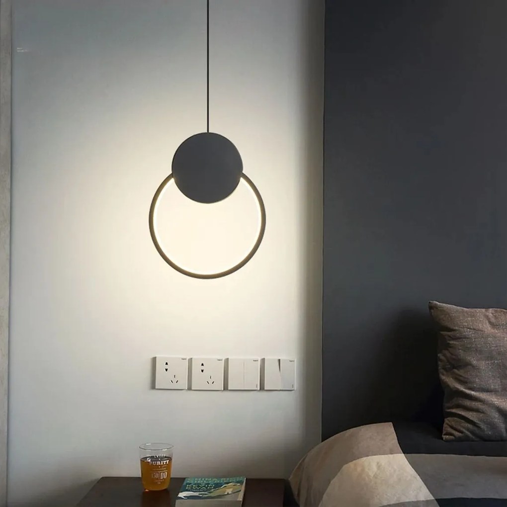 Toolight - LED závěsné stropní kruhové svítidlo APP852-CP, černá, OSW-07021