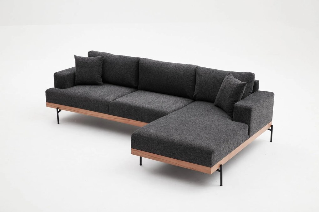Hanah Home Rohová pohovka LIVA tmavě šedá pravá 287 cm 825BLC2812