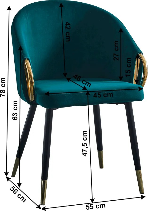 Designové křeslo, smaragdová velvet látka / gold chrom zlatý, DONKO
