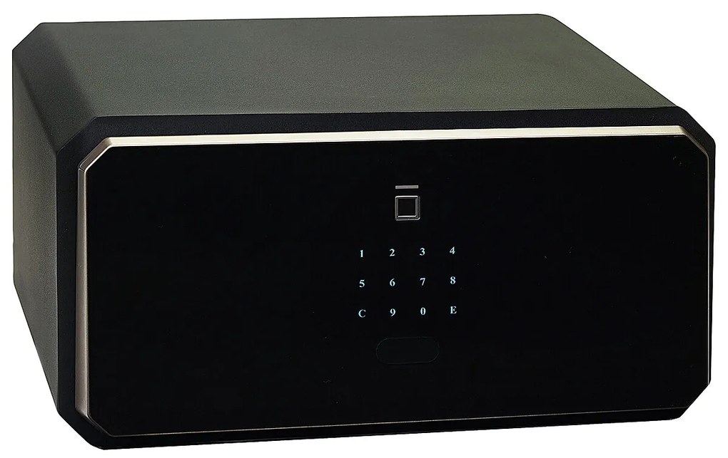 Ocelový sejf s elektronickým zámkem na číselný kód a otisk prstu  RICHTER RS.23.LUX.FIN, RICHTER černá