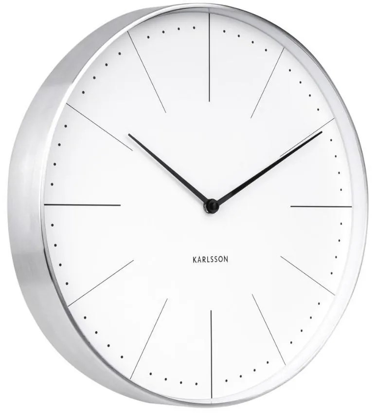 Time for home Bílo stříbrné kulaté nástěnné hodiny Honk 37,5 cm