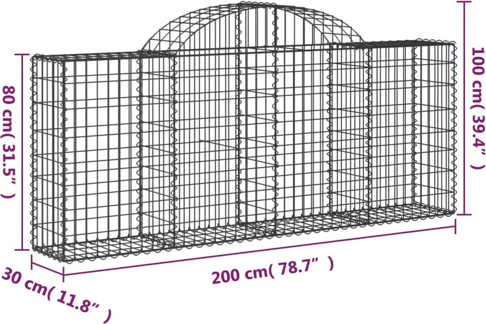 Klenuté gabionové koše 12ks 200x30x80/100 cm pozinkované železo 3146099