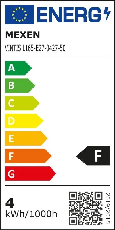 Mexen Vintis, LED filamentová žárovka E27, G80, 4 W, teplá bílá 2700K, jantarová, L165-E27-0427-50