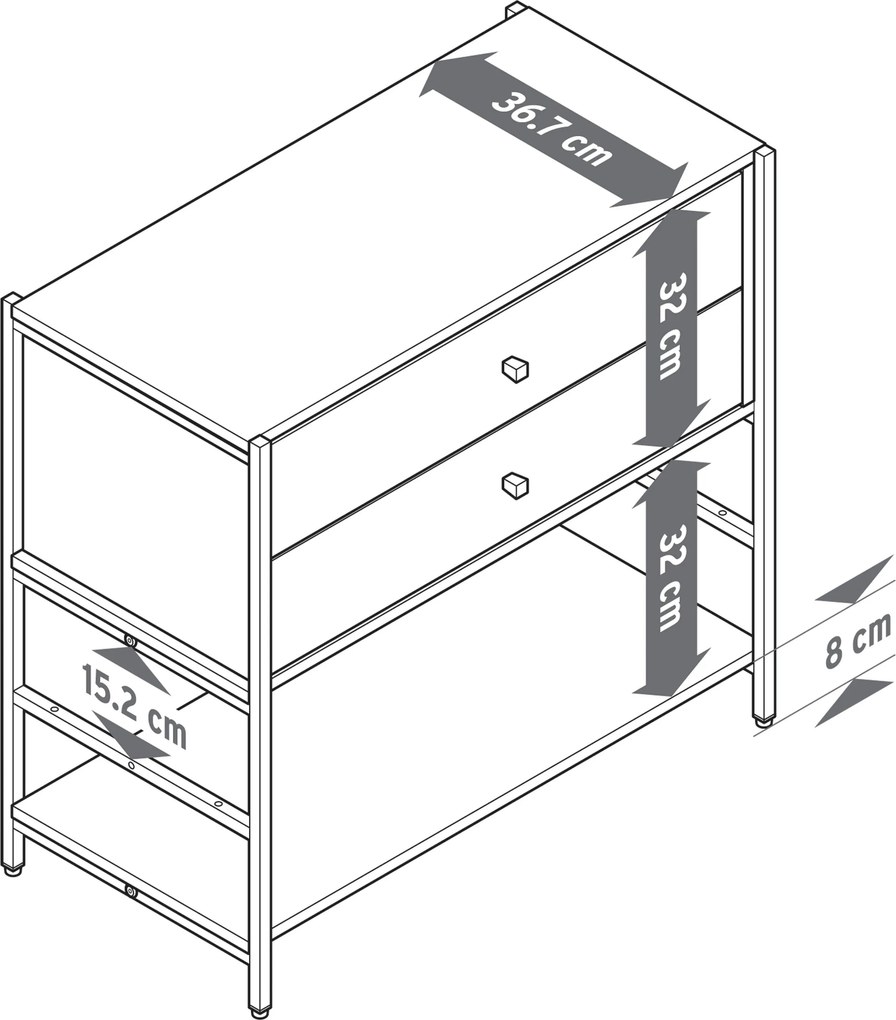 Tchibo - Komoda »Grade« se 2 zásuvkami - barva: bílá