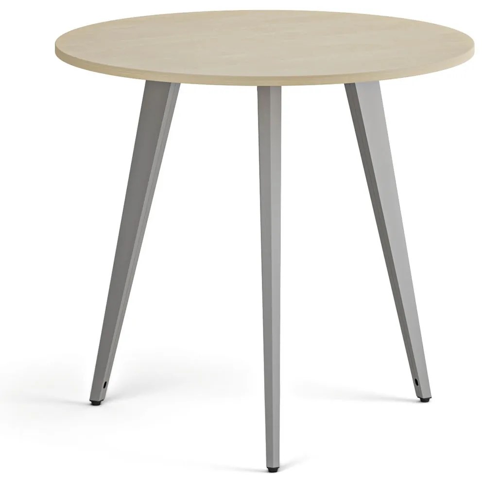 Konferenční stůl PRIMO VIBE, průměr 80 cm, šedostříbrná podnož, bříza