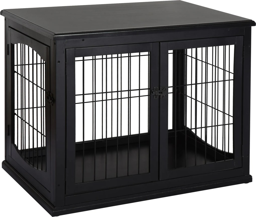 PawHut bouda pro psy, klec pro malá zvířata, MDF kov, černá, 81x58,5x66 cm| Aosom