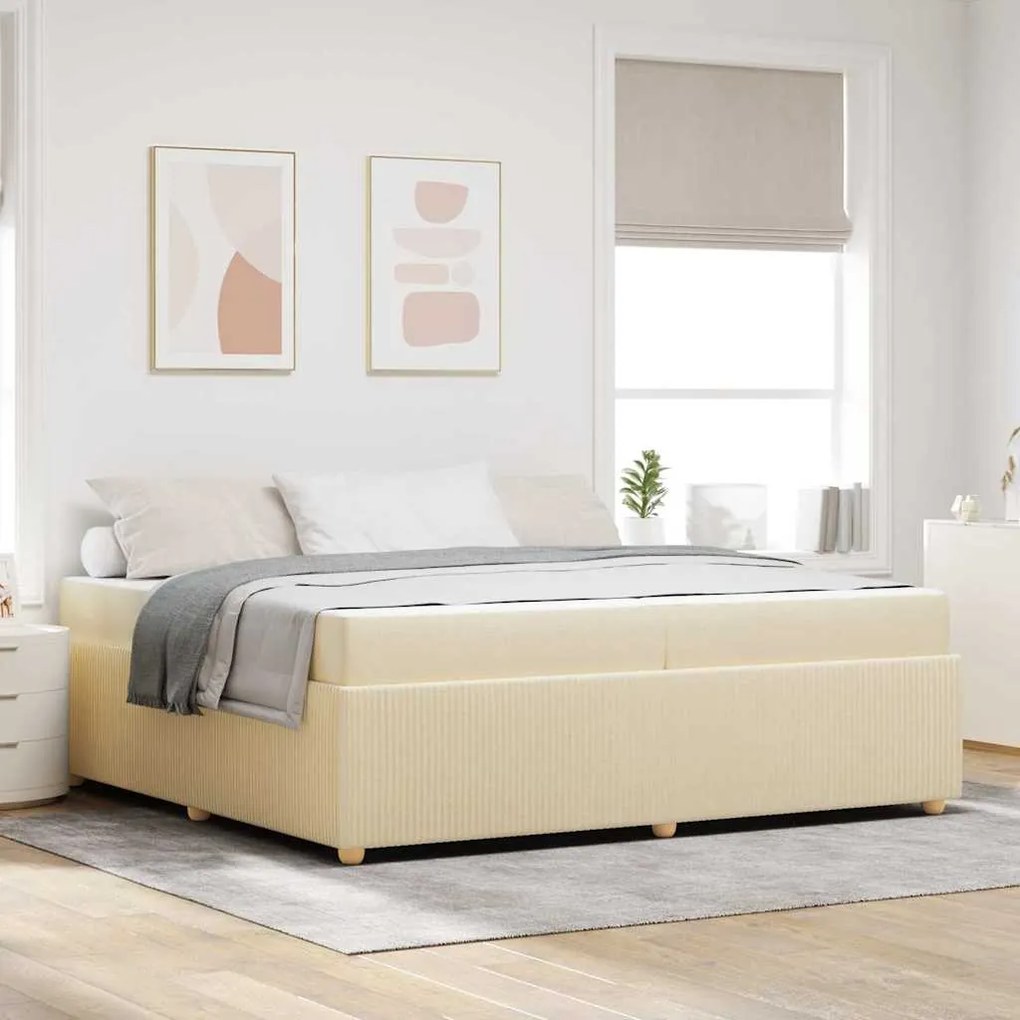 Rám postele Krémová 200 x 200 cm textil 3398436