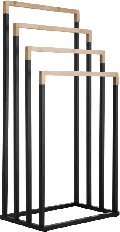 Erga Kona, čtyřramenný věšák na ručníky 45x29x94 cm, černá matná-hnědá, ERG-YKA-P.KONA-4-BLK