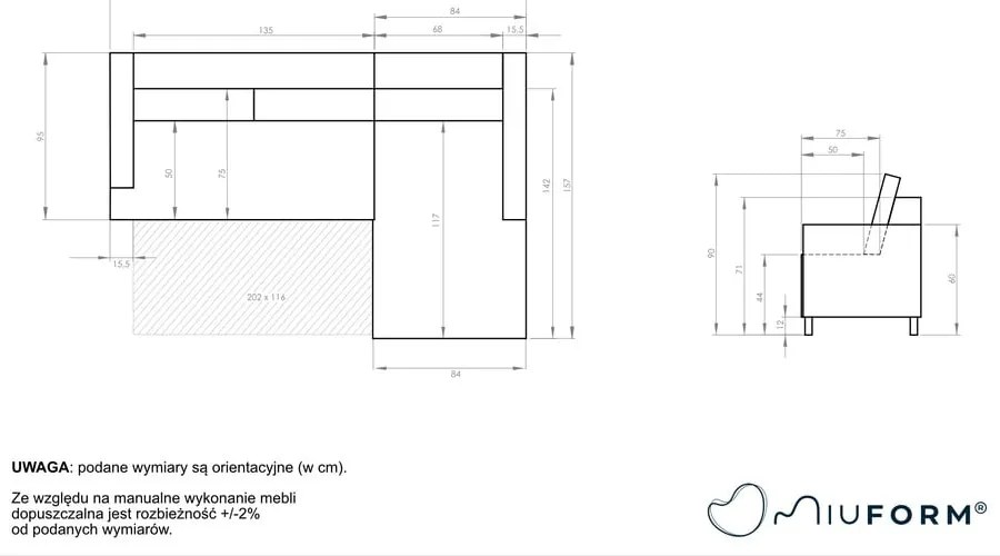 Béžová rozkládací/s úložným prostorem rohová pohovka (levý roh/s lenoškou) Scandic Lagom – Miuform